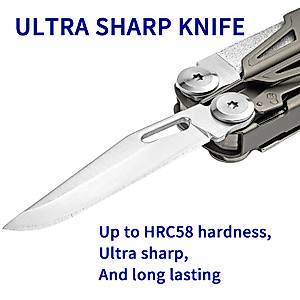 ROCKTOL Multitool,19-in-1 Multitool Pliers with Titanium-plated Handle, Safety Locking, Lightweight EDC Tool and Nylon Sheath for Gifts,Men,Outdoor Survival,Hiking,Camping