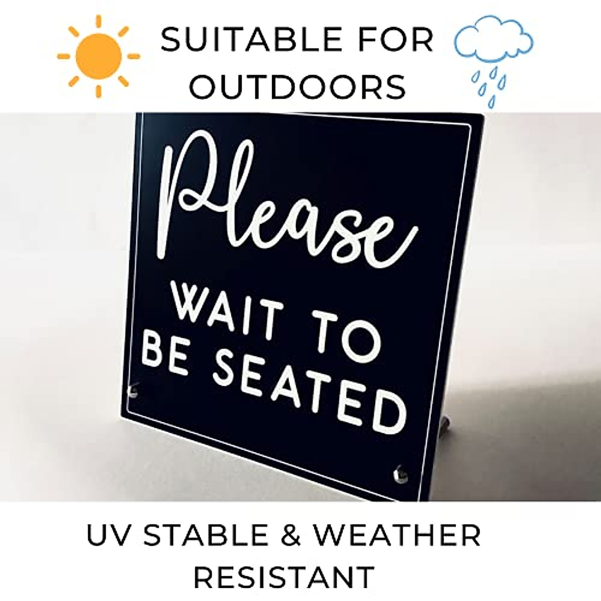 Please Wait To Be Seated Business Freestanding Counter Top Sign | Custom Coffee Shop Restaurant Bakery Ice Cream Stand | Cafe Decor Display Hostess Stand