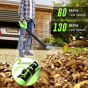 Cordless Leaf Blower - Lightweight Electric Blower with 2 Batteries & Charger - 20V Battery Powered Small Handheld Blower for Lawn Care