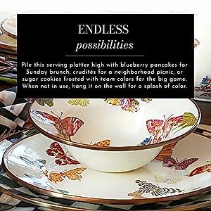 MACKENZIE-CHILDS Butterfly Garden Serving Platter, Large 16-Inch Enamel Serving Dish