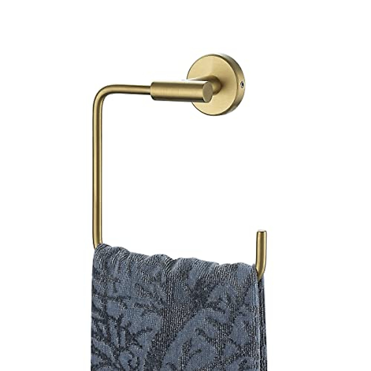 JQK Towel Ring Brushed Gold, Stainless Steel Square Ring Towel Holder for Bathroom, 6 Inch Brushed Gold Wall Mount, TR140-BG