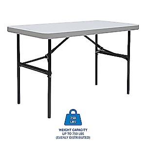 Iceberg IndestrucTable Commercial Folding Table, Indoor or Outdoor, Platinum, 750 lbs. Weight Capacity, 24” W x 48” L