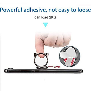 aceyoon Phone Ring Cat Attachable Kickstand Ultra Thin Cute 360 Degree Smartphone Finger Grip Ring Holder Stand Compatible for Phone X, XS, XR, XS Max, 8, 7 Plus, 7, 6S Plus, 6, S9, S10 Black