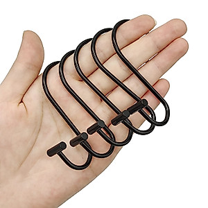 Shower Curtain Hooks Rings,Set of 24 Rustproof Metal Shower Hooks for Shower Curtain,S Shaped Black Shower Curtain Rings for Bathroom,T-Bar Decorative Shower Hooks Hangers for Shower Curtain Rod