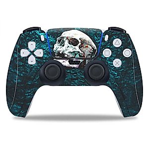 FOTTCZ Vinyl Skin for PS5 Digital/Disk Controller, Sticker Decorate and Protect Device Surface, Gray Skull