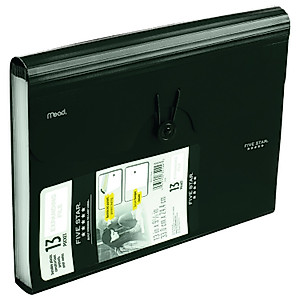 Five Star Expanding File Folder, 13-Pocket Expandable File Folder, Black (38144)