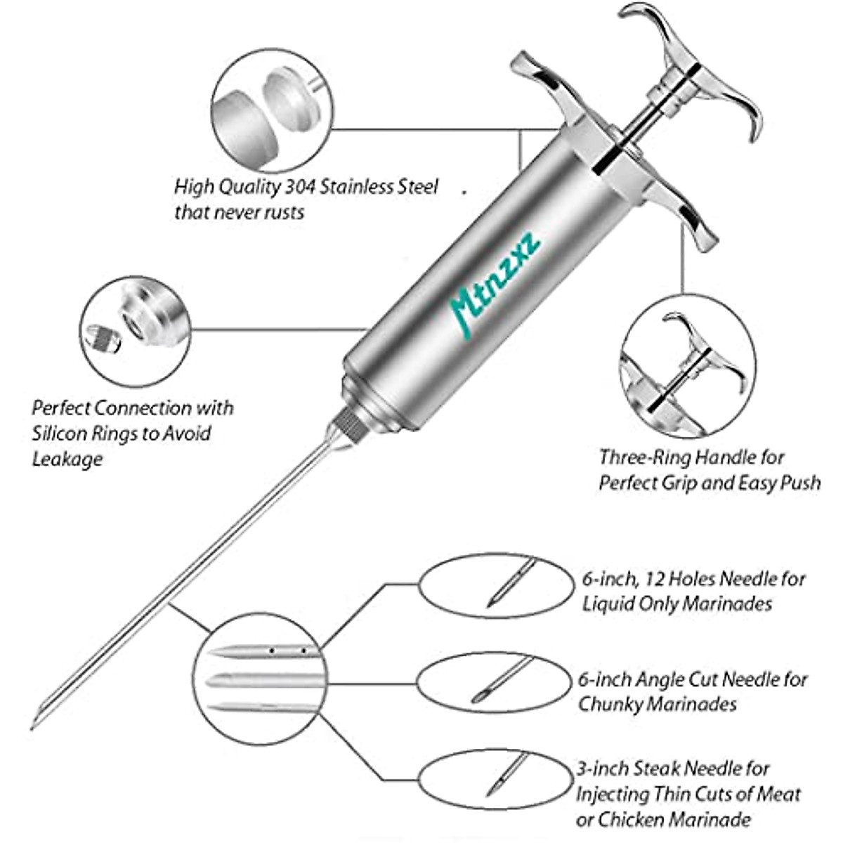 Marinade Injector Syringe and Brushes Set, Meat Injector Syringe with 3 Professional Marinade Injector Needles, Creates Tender Meat & Poultry Flavors, for BBQ Grill Smoker & Turkey & Brisket