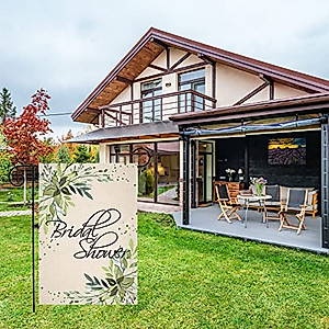 BUYITO Bridal Shower Garden Flag 12x18 Inch Double Sided, Eucalyptus Floral Rustic Greenery Yard Decoration Flag Small Vertical Premium Burlap Rustic Welcome Yard Flag for Farmhouse Outside Outdoor Flags Bridal Party Celebration Banner