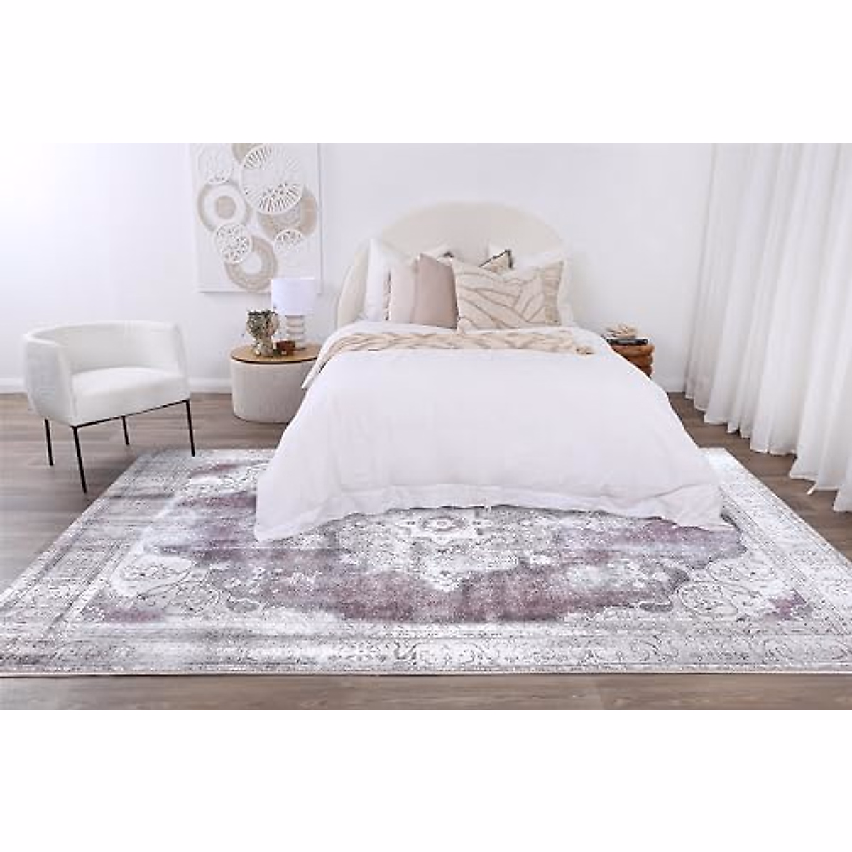 Home Culture Machine Washable Runner Rug (2'6''x7'5'') for Entryways, Doorways, Livingroom, Low Pile Rug, Pet Friendly, Rose