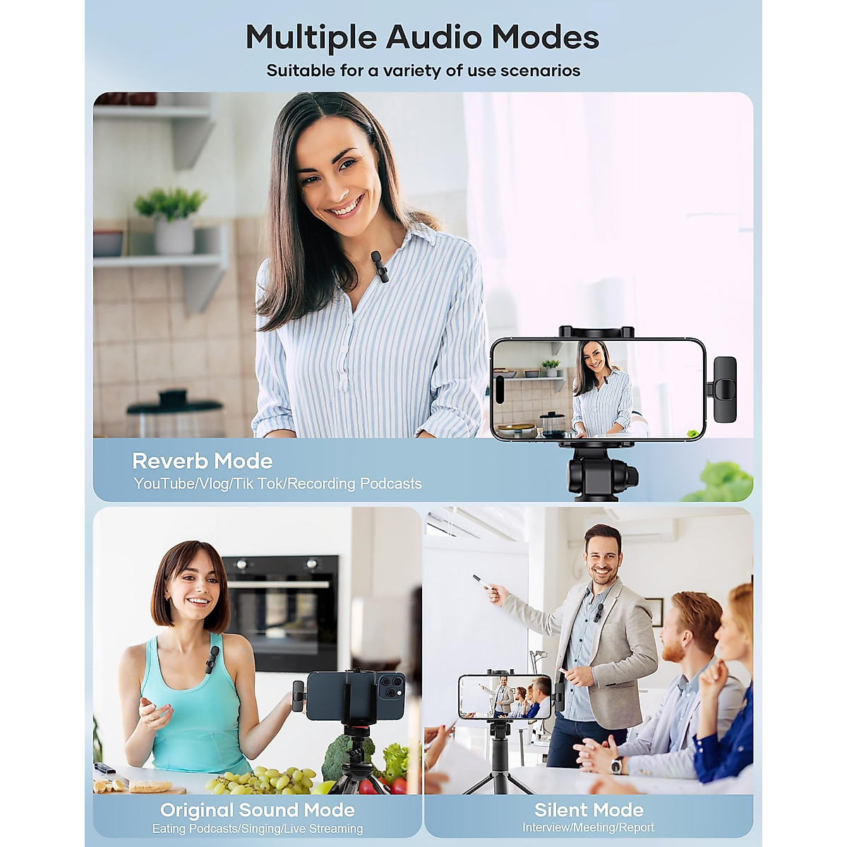 KUKIHO 2 Pack Wireless Lavalier Microphone for iPhone iPad and Android Phone, Lapel Mic Plug and Play Wireless Mic Noise Reduction Microphone for Video Recording Interview Podcast Vlog YouTube Tiktok