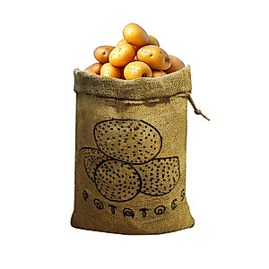 Burlap potato storage,Reusable Storage Sack with Drawstring,Reusable Produce Bags Keeper for Freshness,16 * 12inch