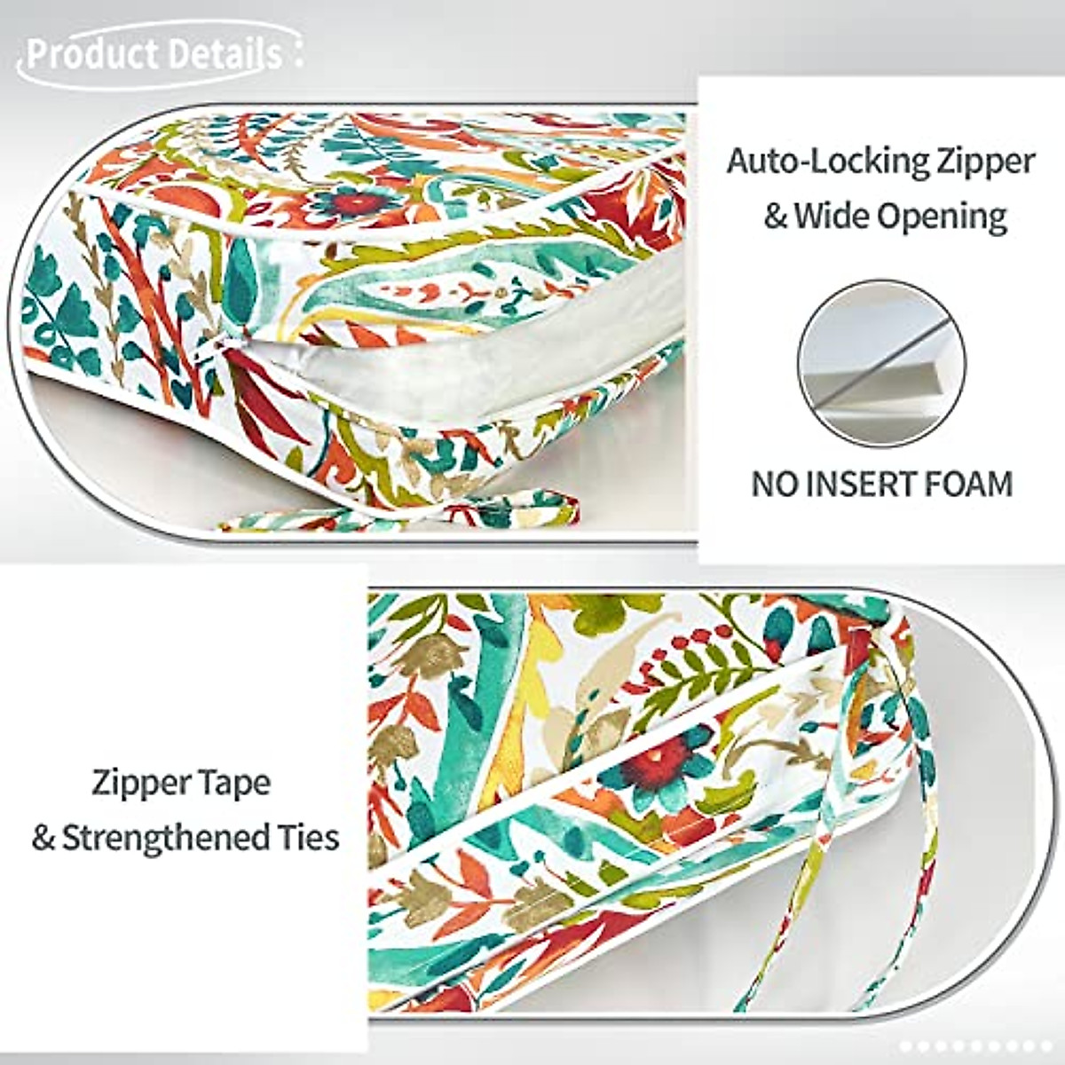 TWLEAR Outdoor Cushion Covers, Patio Cushion Covers for Outdoor Furniture, Water Resistant Porch Bench Swing Loveseat Cushion Replacement, 45" x 18" x 3", 1 Pack, Pretty Paisley (Covers ONLY)