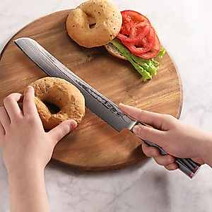 Cangshan YARI Series X-7 Damascus Steel 9-inch Bread Knife with Sheath