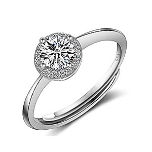 Uloveido 5mm Diamond Cut Halo Promise Engagement Anniversary Rings - Fashion 925 Sterling Silver Wedding Jewelry for Women1.54g Size 6 LJ045