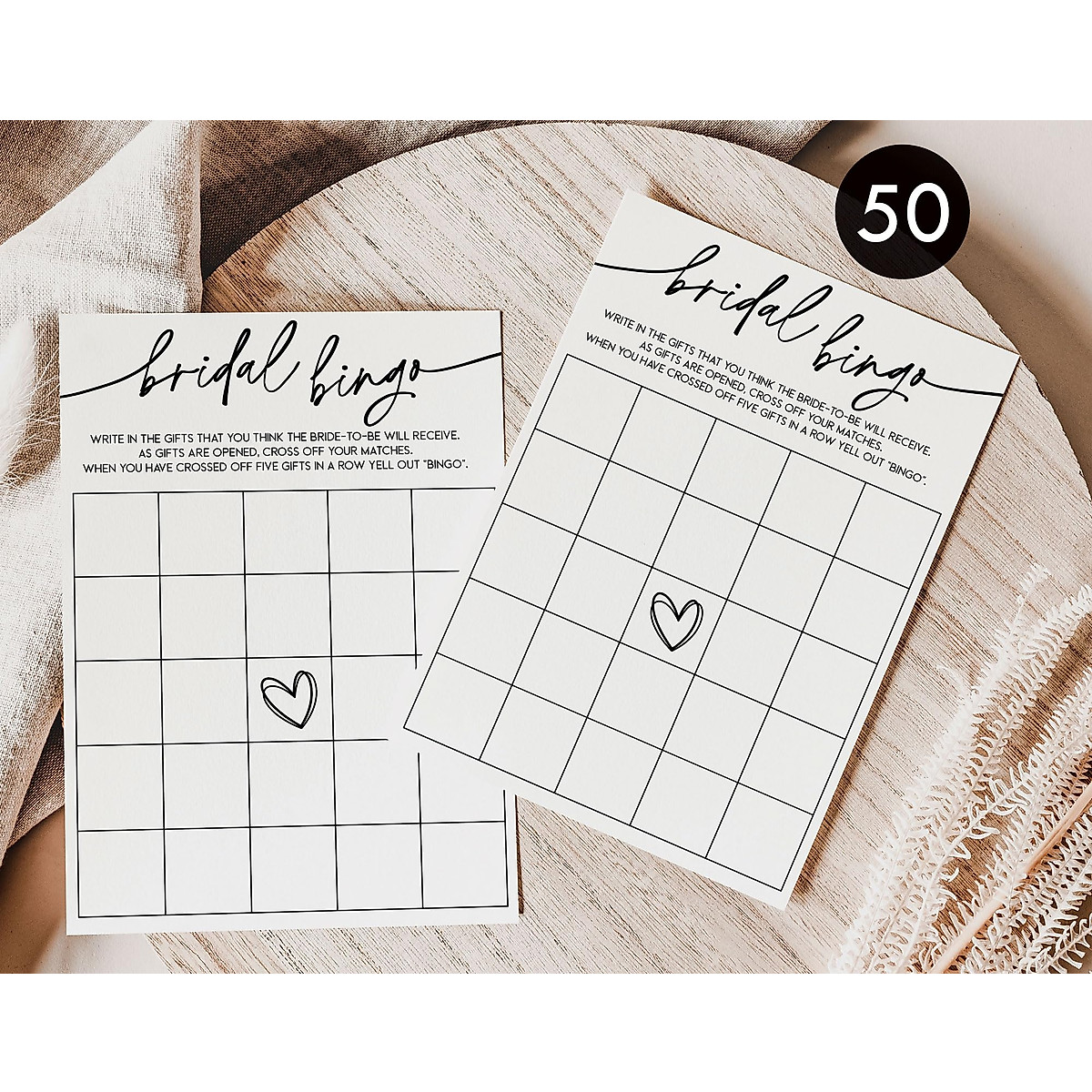 All Ewired Up 50 Bridal Bingo Cards (50-Cards) Gift Wedding Shower Engagement Game Activity, Bachelorette, Rehearsal Dinner, Minimalist