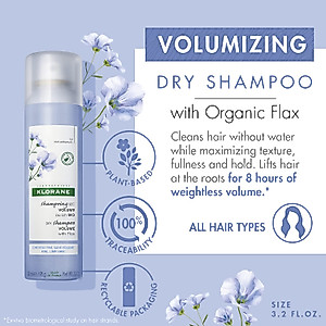 Klorane Volumizing Dry Shampoo with Flax, Paraben & Sulfate-Free, Travel Size, 1 oz.