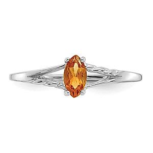 Size 6 - Solid 10k White Gold Polished Citrine Simulated Birthstone Ring