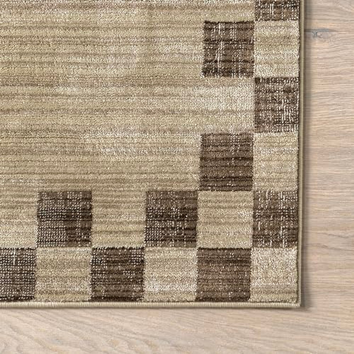 Rugs USA x Arvin Olano Pompeii Checked Border Area Rug, 8x10, Brown