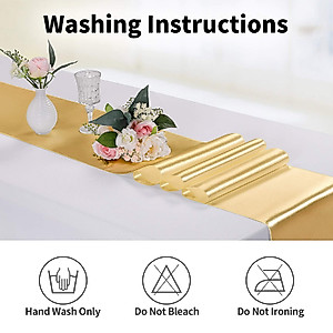 10-Pack Satin Table Runner Light Gold 12 x 108 inches Long, Table Runners for Wedding, Birthday Parties, Banquets Decorations（10 Pack, 12x108 Inch, Light Gold）