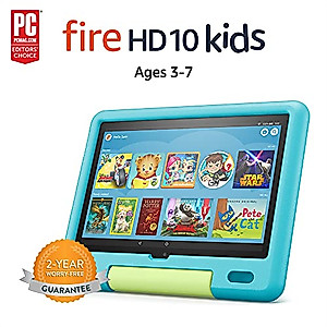 Amazon Fire HD 10 Kids tablet, 10.1", 1080p Full HD, ages 3–7, 32 GB, Aquamarine