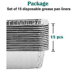 EasiBBQ Aluminum BBQ Foil Grill Drip Pans, BAC404 Grease PAN Liner for Traeger Timberline Pellet Grills, 15 Pack