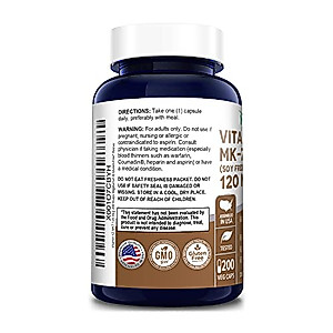 NusaPure Vitamin K2 MK7 120 mcg 200 Veggie Caps (Non-GMO, Vegan & Gluten Free)