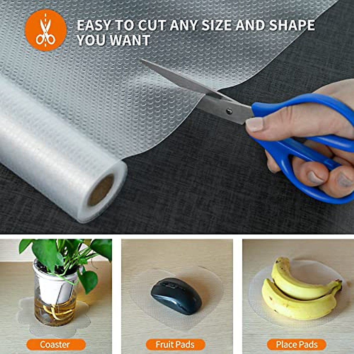 HOMEK Shelf Liner Kitchen Cabinet Liner for Shelves, Non Adhesive Drawer Liner for Kitchen, Non Slip Refrigerator Liners Waterproof Kitchen Cupboard Liner Protects Against Spills (12 Inches x 20 FT)
