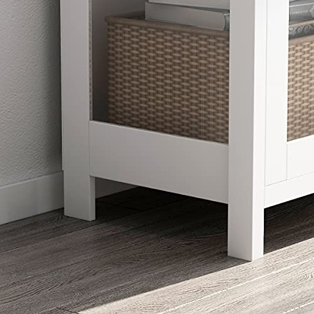 AIEGLE 5-Shelf Bookcase, Tall Display Shelf with 2 Acrylic Doors, Wooden Tall Bookcase Bookshelf Storage Cabinet for Living Room, White (35.4" L x 16.5" W x 72.3" H)