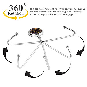 Cheliz Purse Hook Set of 3 - Hanger Table Hanger Holder Womens Bag Storage (long3-Marble)