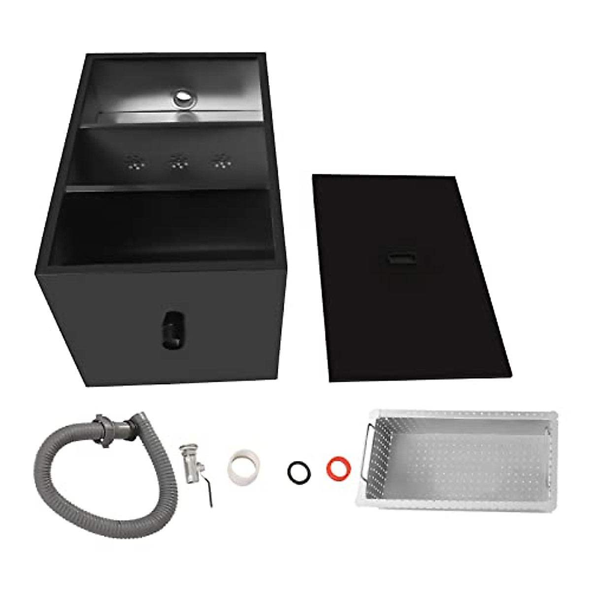 Commercial Grease Interceptor, 40LB/120L/31.7Gal 3.6GPM Stainless Steel Grease Interceptor Traps with Side Water Inlet, Under Sink Grease Trap for Restaurant Canteen Home Kitchen