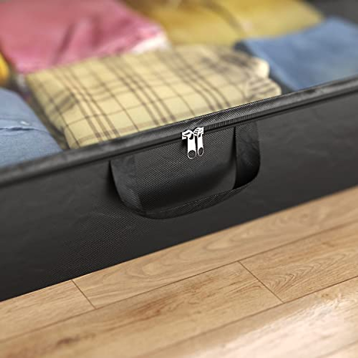 ClosetMaid 20504 Foldable Underbed Storage Bag with Handles, Zipper Closure and Clear Window for Sweaters, Shoes, Blankets with Charcoal Black Finish