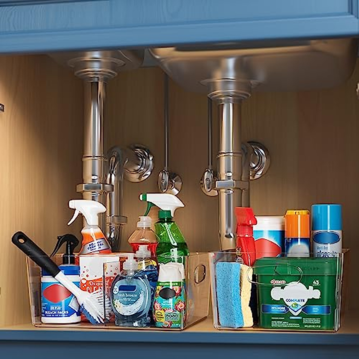 ClearSpace Plastic Storage Bins with Divider – Perfect Kitchen Organization or Pantry Storage – Fridge Organizer, Pantry Organization and Storage Bins, Cabinet Organizers