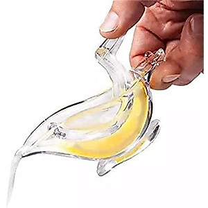 New Acrylic Manual Lemon Slice Squeezer, Portable Transparent Fruit Juicer, Elegance Bird Shape, Hand Juicer for Orange Lemon Lime Pomegranate (2Pcs)