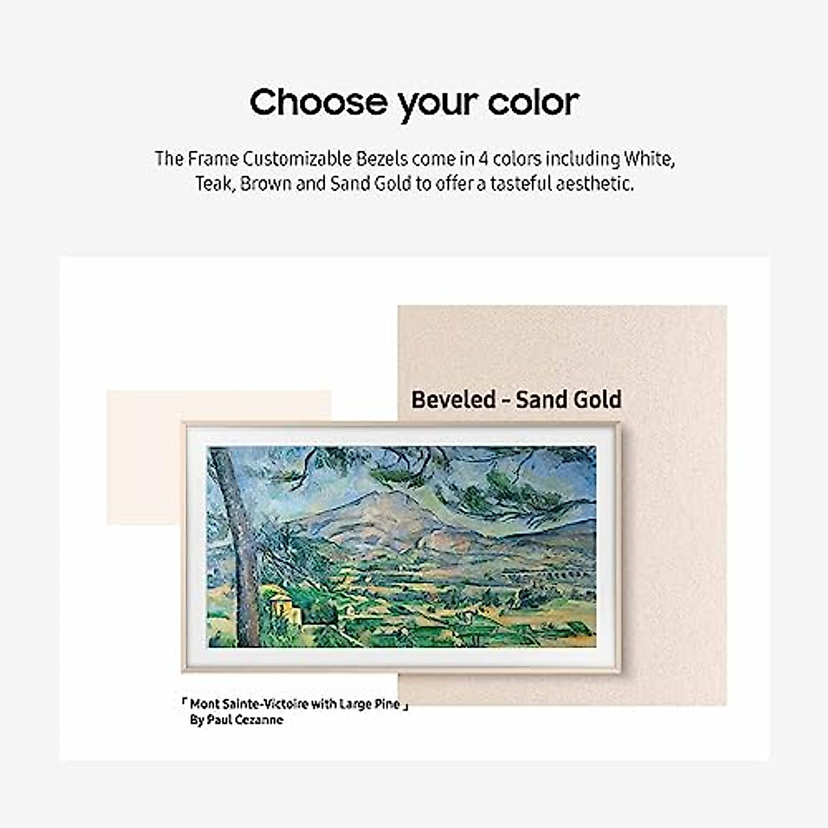 SAMSUNG 75” The Frame TV Customizable Bezel, Magnetic, Quick and Easy Installation, VG-SCFC75SGMZA, 2023, Sand Gold Metal