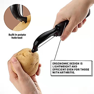 CDNGELO Professional Fruit and Vegetable Peeler Set of 2 for Potatoes, Apples, Kitchen Rotary Serrated Potato Peelers