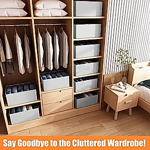 WACNRHXG Large Wardrobe Clothes Organizer,2 Pack Closet Organizers and Storage with Handles,Foldable Fabric Drawer Organizers Dividers for Clothing,Jeans,Sweater,Bras,Underwear,Shirt,Grey