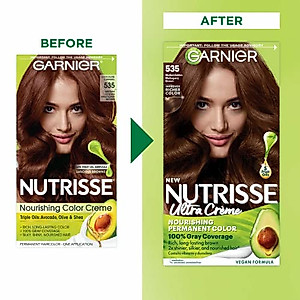 Garnier Hair Color Nutrisse Nourishing Creme, 535 Medium Golden Mahogany Brown (Chocolate Caramel) Permanent Hair Dye, 1 Count (Packaging May Vary)