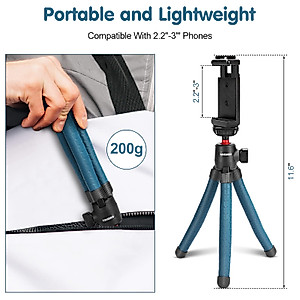 Phone Camera Mini Flexible Tripod Phone Holder, Cold Shoe Mount, Universal Compatible with iPhone 15/14/13/12 /12Pro 11 and Gopro Hero 12/11/10 Action Camera,Camera Light and so on