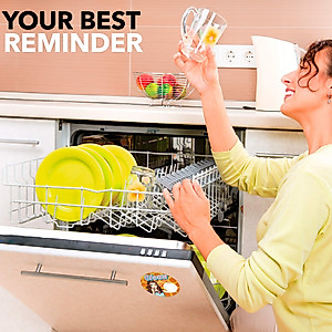 Dishwasher Magnet Clean Dirty Sign Indicator - Clean Dirty Dishwasher Magnet - Kitchen Dish Washer Magnet - Waterproof and Double Sided Flip with Bonus Adhesive Metal Plate (Orange & Purple)