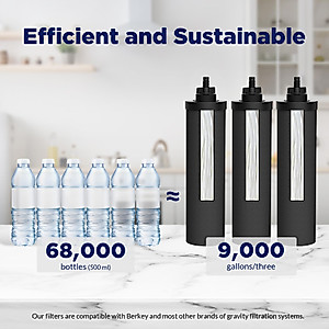 Membrane Solutions UV Countertop Gravity Water Filtration System Replacement Filter Elements - 3 Packs (U3P)