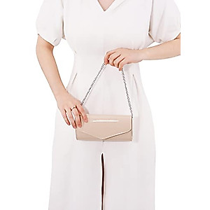 jascaela Women's Patent Leather Envelope Evening Clutch Purses Solid Color Casual Mini Crossbody Bag - Nude