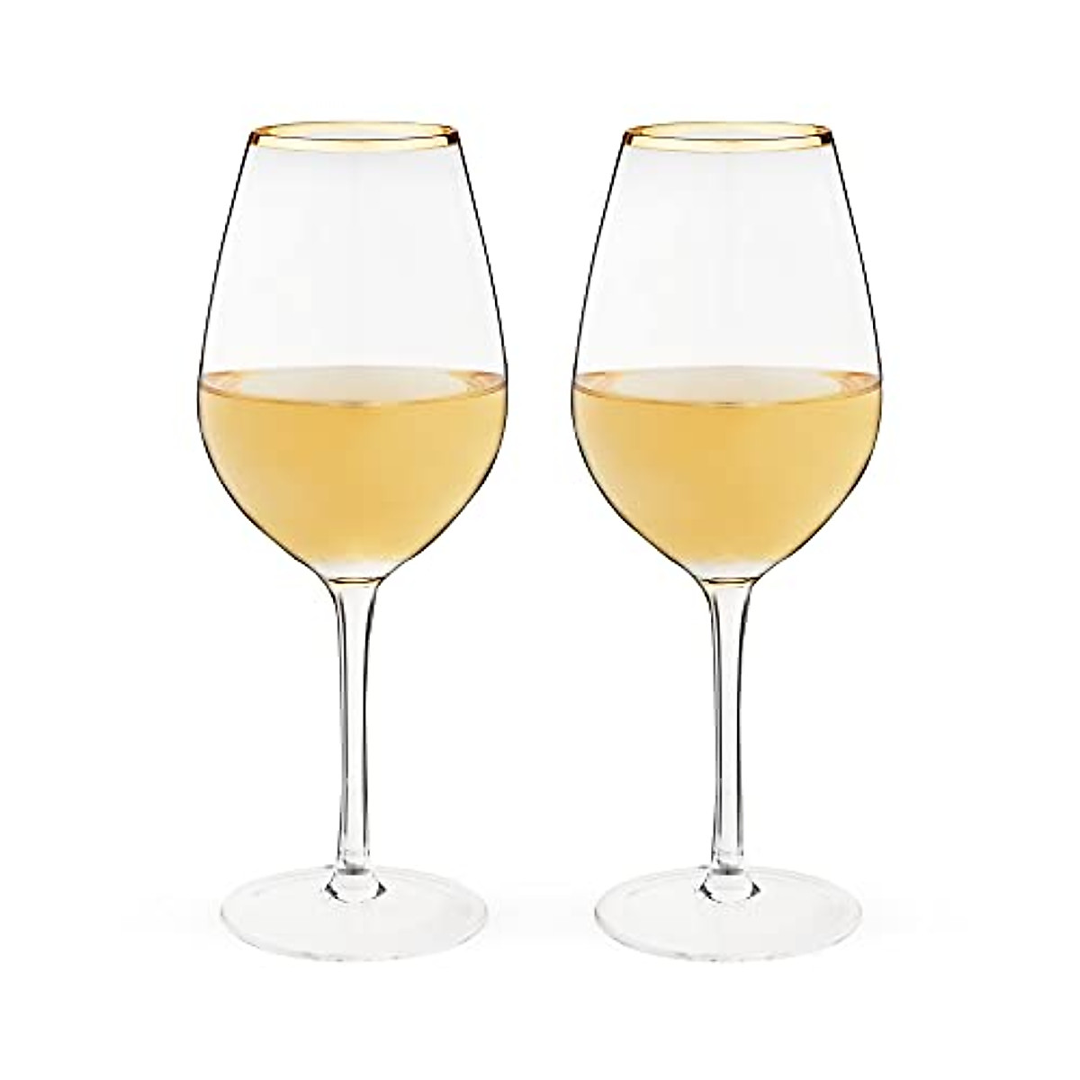 Twine Gilded Wine Glasses Drinking Set, Gold Rimmed Wine Glass Set, Stemmed Wine Drinking Glasses Set, Wine Accessories, Glassware Set, Set of 2, 14oz