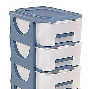 Homeplast Oyma 37 Inch Tall Plastic 5 Drawer Home Storage Indoor/Outdoor Organizer Shelf Unit with Perforated Ventilated Drawers, Blue