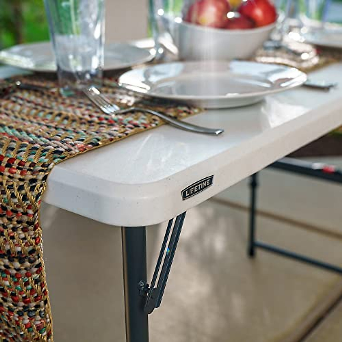Lifetime Height Adjustable Folding Table, 4 Foot, Almond