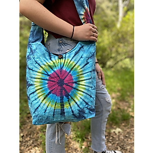Original Collections Tie Dye Cross Body Shoulder Hippie Handbag Purse in Blue Large