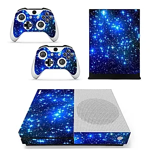 FOTTCZ Vinyl Skin for Xbox One Slim Console & Controllers Only, Sticker Decorate and Protect Equipment Surface, Blu Sky Stars