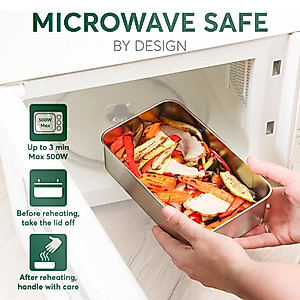 Umami Stainless Steel Bento Box Adult w/Fork & Divider, Microwave Safe (Yes!) & Dishwasher Safe, 100% Leakproof, Large Stainless Steel Metal Lunch Container for Adults