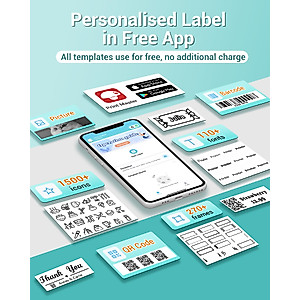 Vixic Label Maker Machine with Tape D1600 Label Maker Bluetooth Label Printer Sticker Maker for Phone Labeler Machine with Multiple Templates for Home, Office, School, Storage, Kitchen, Gift Labeling