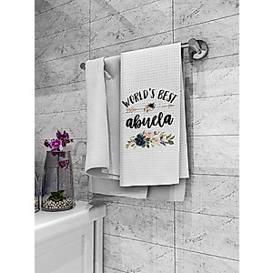 DIBOR World's Best Abuela Kitchen Towels Dish Towels Dishcloth,Best Grandma Absorbent Drying Cloth Hand Towels Tea Towels for Bathroom Kitchen,Grandma Mother's Day Birthday Gifts from Grandkids