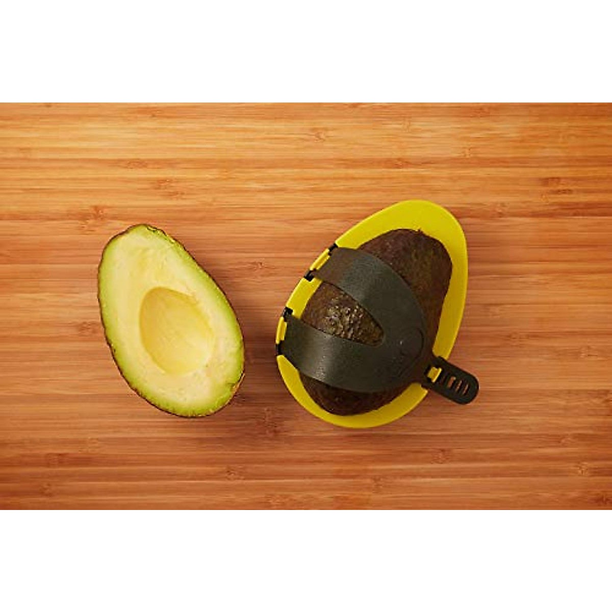 Simply Served Avocado Slicing and Storage Set, 3-in-1 Avocado Slicing Tool, Split, Pit, and Slice Avocados Safely and Effectively, Store Avocados and Reduce Browning, Green